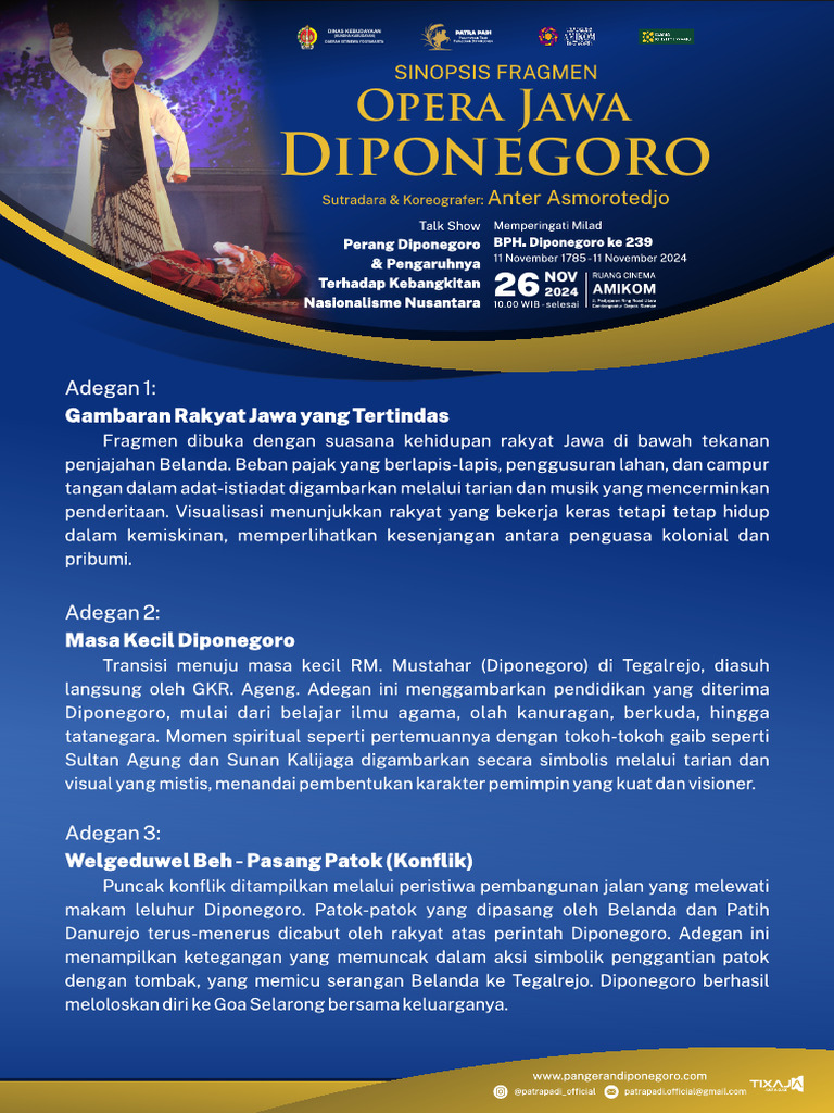 Opsi 1 - Sinopsis Fragmen Opera Jawa Diponegoro - A5 - Talkshow Perang Diponegoro - Amikom 26 ...