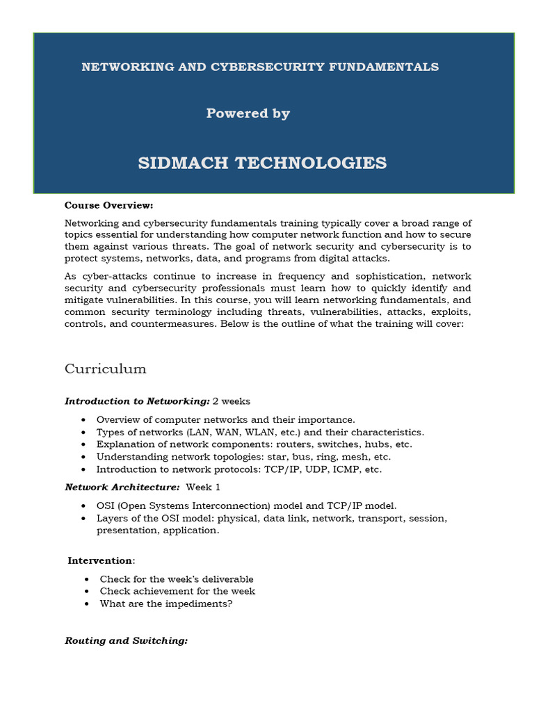 Networking and Cybersecurity-CURRICULUMm | PDF | Computer Network ...