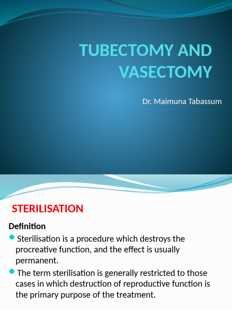 Tubectomy and Vasectomy | PDF | Public Health | Gynaecology