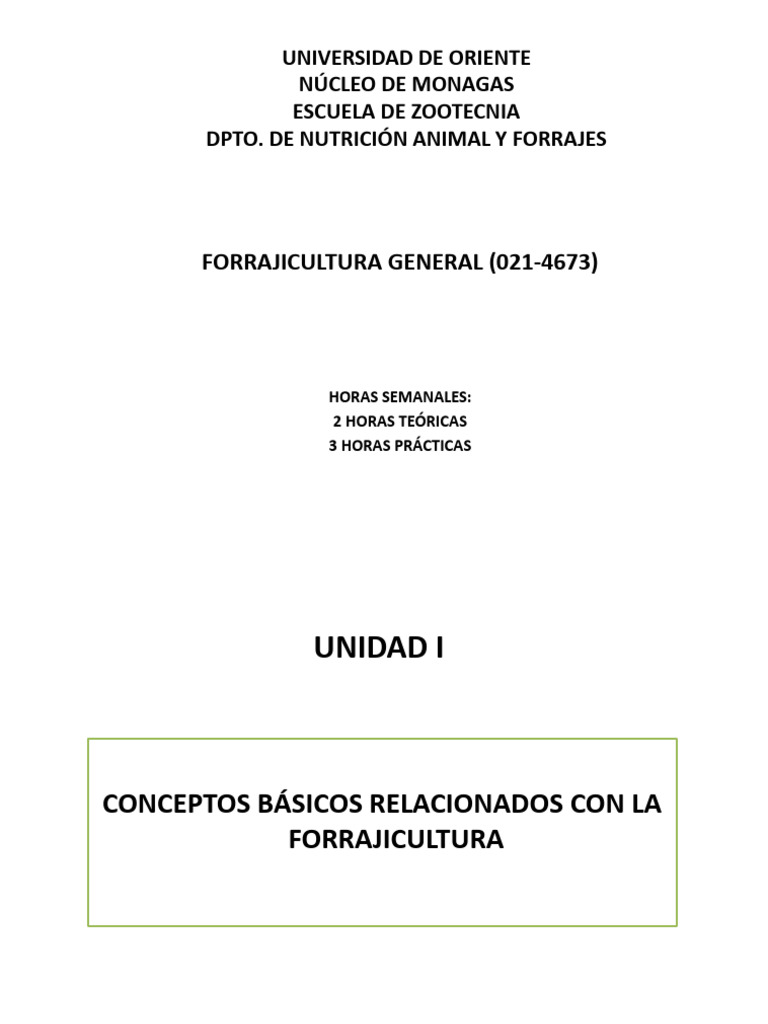 UNIdad I Conceptos Bã¡sicos | PDF | Pasto | Alimentos