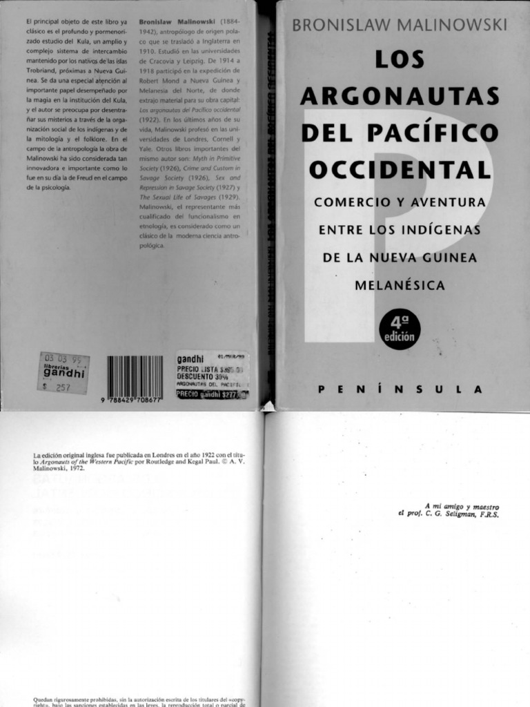 Introduccion Los Argonautas Bronislaw Malinowski | PDF