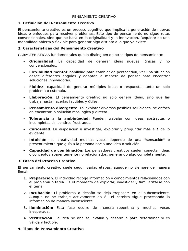 Definición y Claves del Pensamiento Creativo | PDF | Pensamiento ...