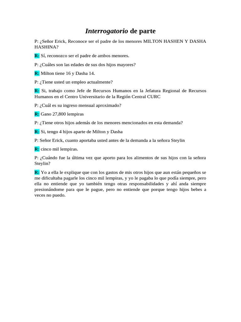 Interrogatorio de Parte | PDF | Ciencias sociales
