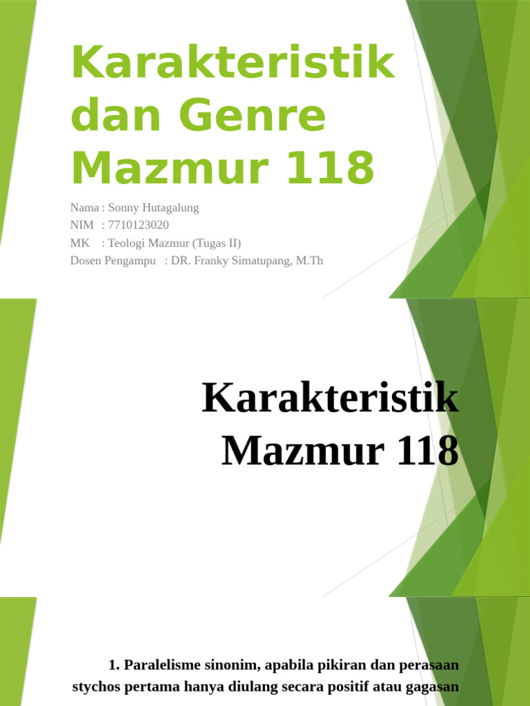 Karakteristik Dan Genre Mazmur 118 | PDF
