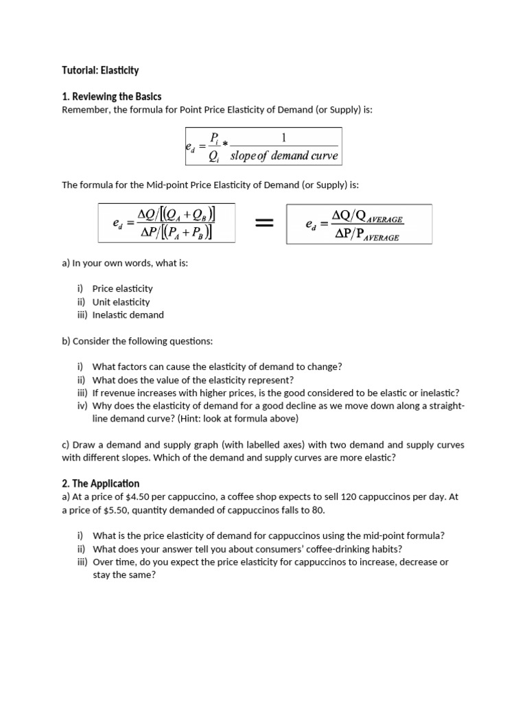 Tutorial 5 Elasticity | PDF | Demand | Price Elasticity Of Demand