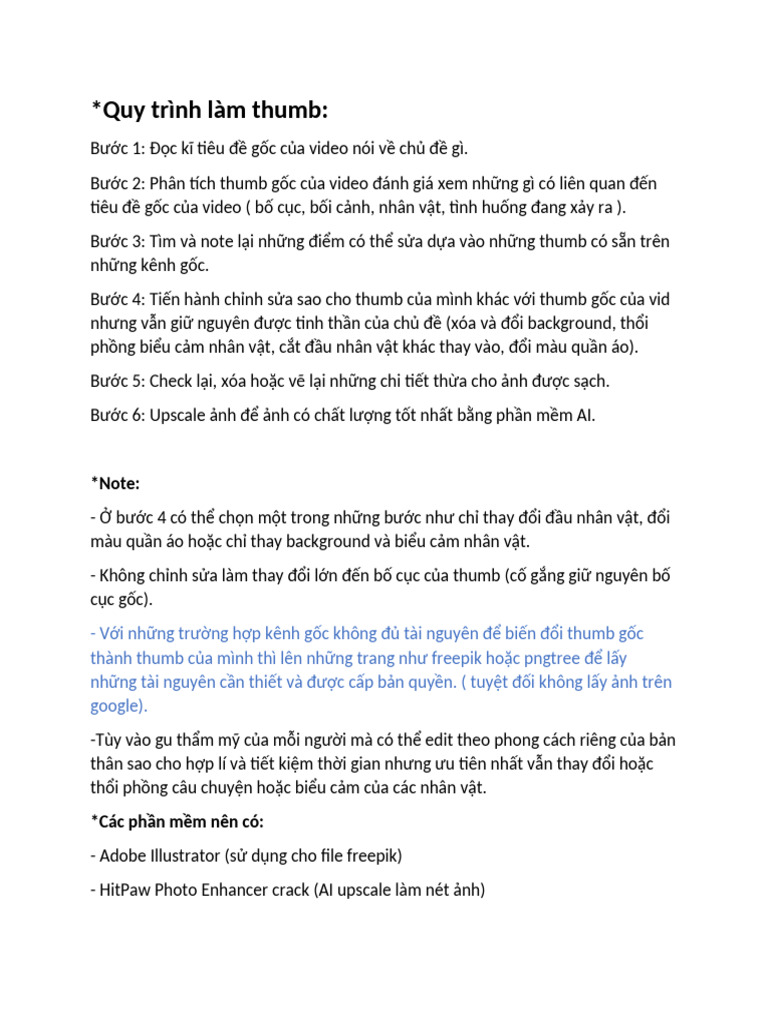 Quy Trình Làm Thumb | PDF