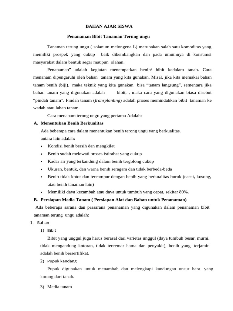 Panduan Menanam Terong Ungu | PDF | Griya & Taman