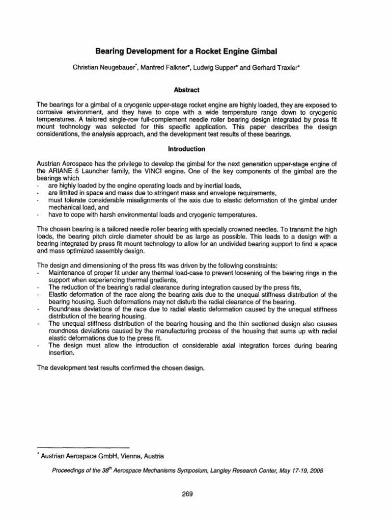 Rocket Engine Gimbal Bearing Design | PDF | Bearing (Mechanical) | Friction