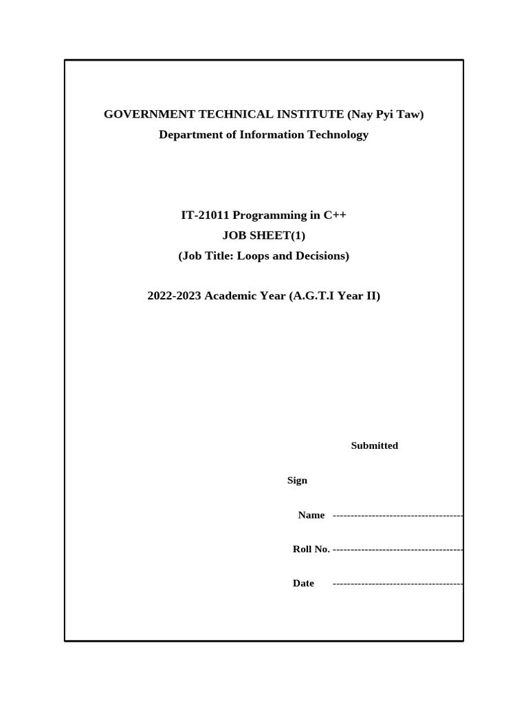 C++ JOB SHEET 1 | PDF | Computer Programming