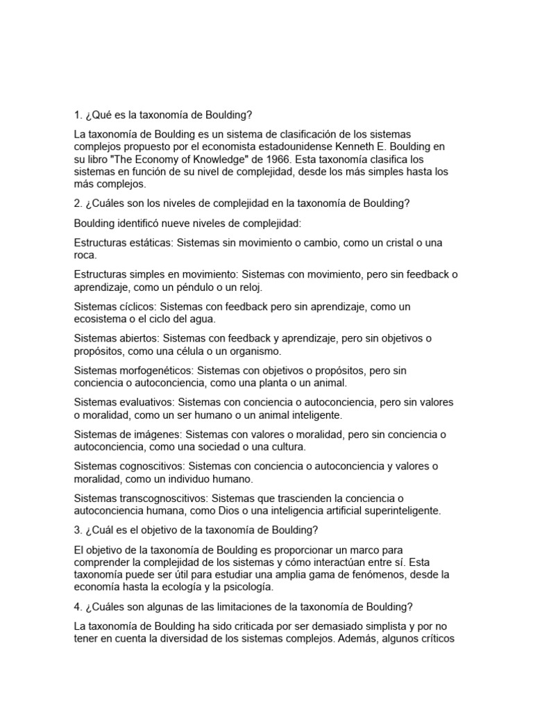 Taxonomía de Boulding | PDF | Inteligencia artificial | Inteligencia ...