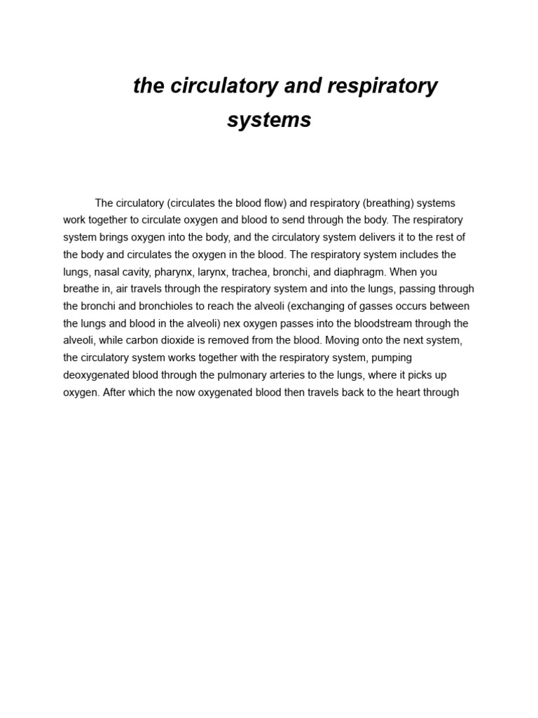 The Circulatory and Respiratory Systems | PDF | Science & Mathematics