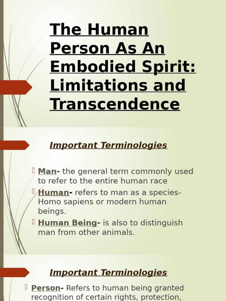 The Human Person As An Embodied Spirit | PDF | Philosophy Of Self | Thought
