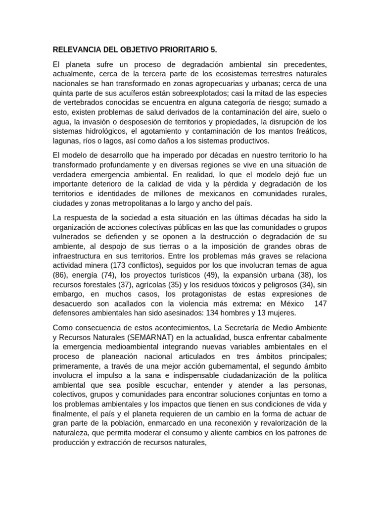 Relevancia Del Objetivo Prioritario 5 | PDF | Entorno natural ...