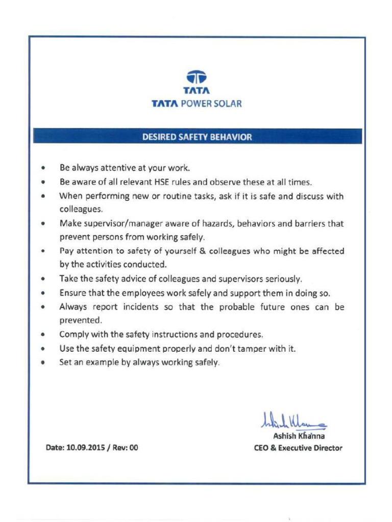 Desired Safety Behavior | PDF