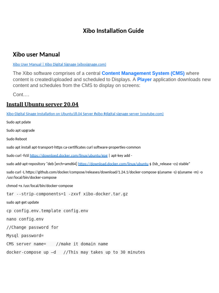 Xibo Configuration1 | PDF