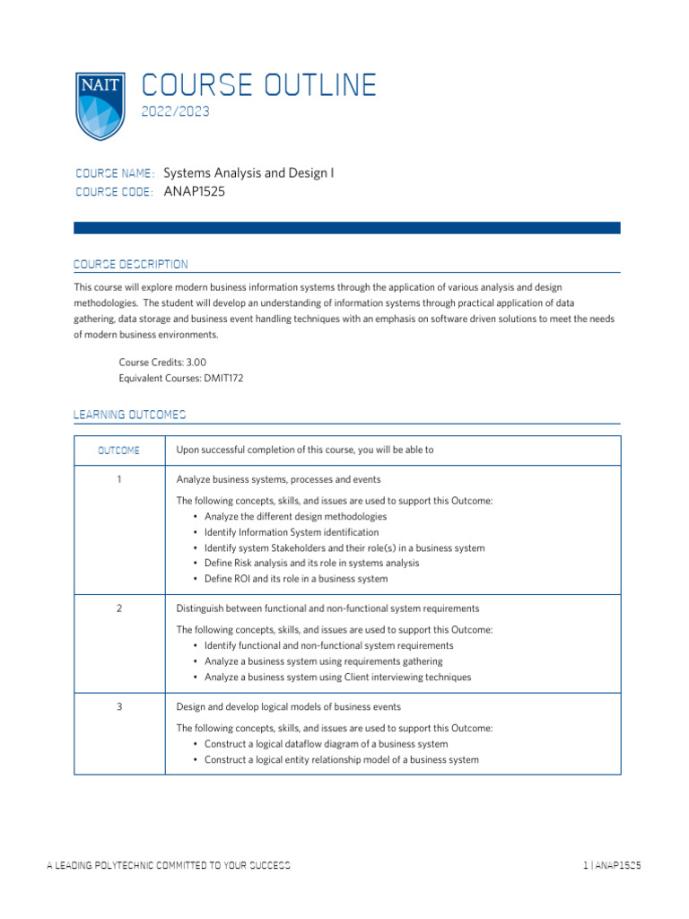 Course Outline ANAP1525 - 2022 | PDF | System | Conceptual Model