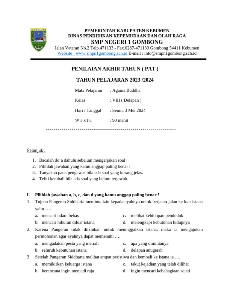 Soal Pat 2 SMP Kls 8 | PDF