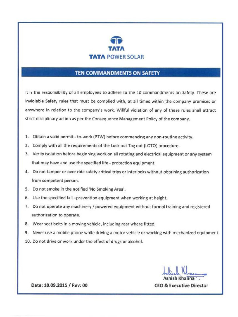 Ten Commandments of Safety | PDF