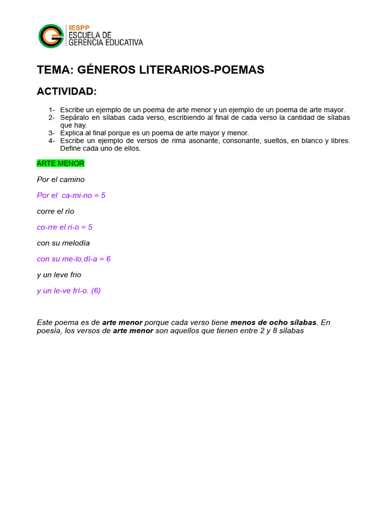 Semana 11 - Generos Literarios-Actividad-Los Poemas | PDF | Rima | Poesía
