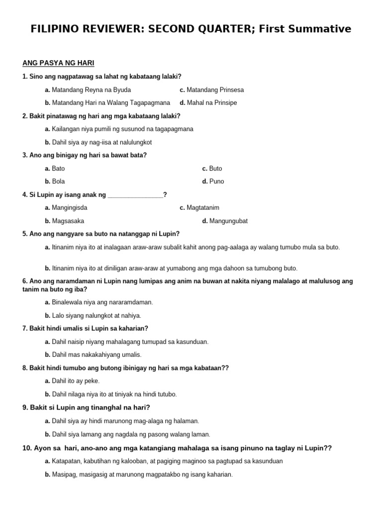 Filipino Reviewer | PDF