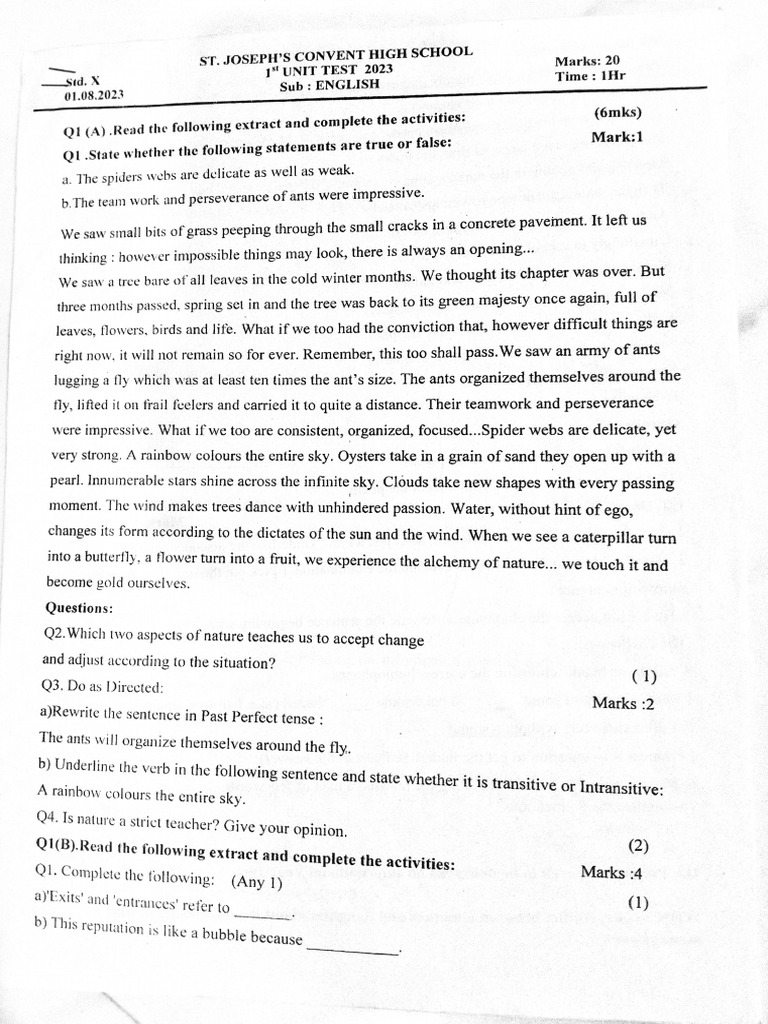 1st Unit Test | PDF