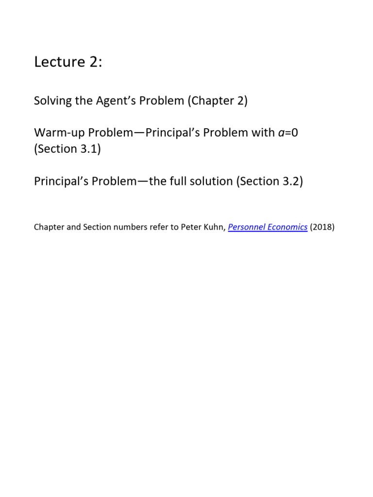 Principal-Agent Problem Solutions | PDF | Microeconomics | Economies