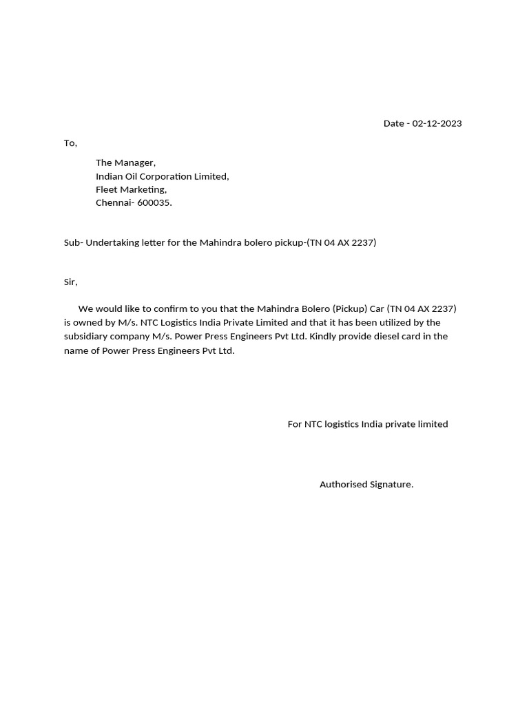 Undertaking | PDF | Finance & Money Management | Technology & Engineering