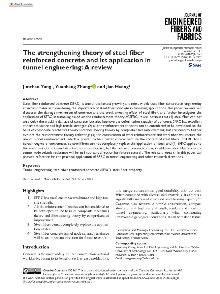 Yang Et Al 2024 The Strengthening Theory of Steel Fiber Reinforced Concrete and Its Application ...