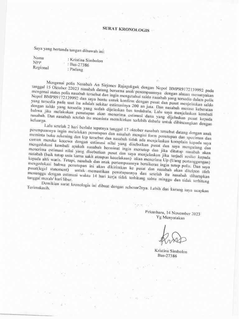 Surat Komplain Sirjones Rajagukguk | PDF