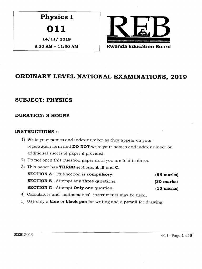 2019 Physics I OL | PDF
