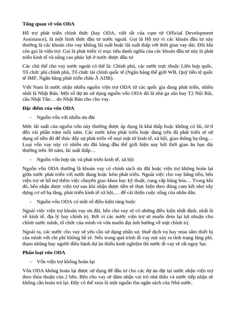 ƯU ĐIỂM VỐN ODA | PDF