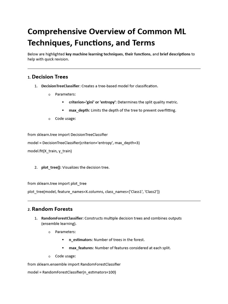 Comprehensive Overview of Common ML Techniques | PDF | Receiver Operating Characteristic ...
