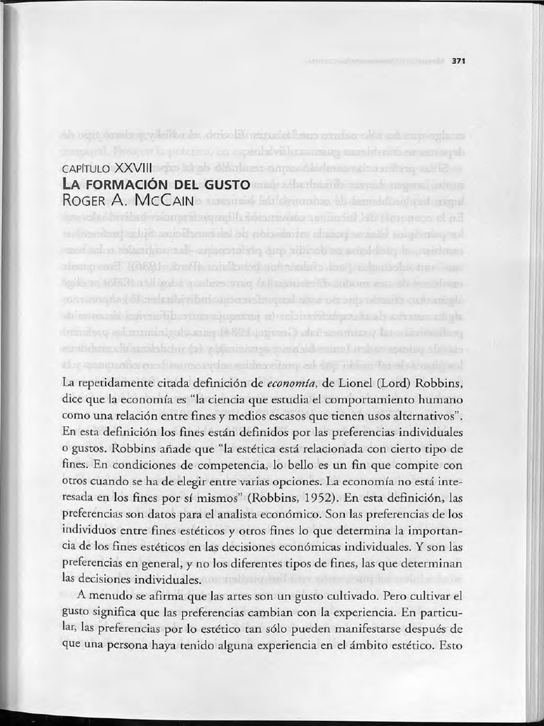 Formación del Gusto en Economía | PDF | Ciencias económicas