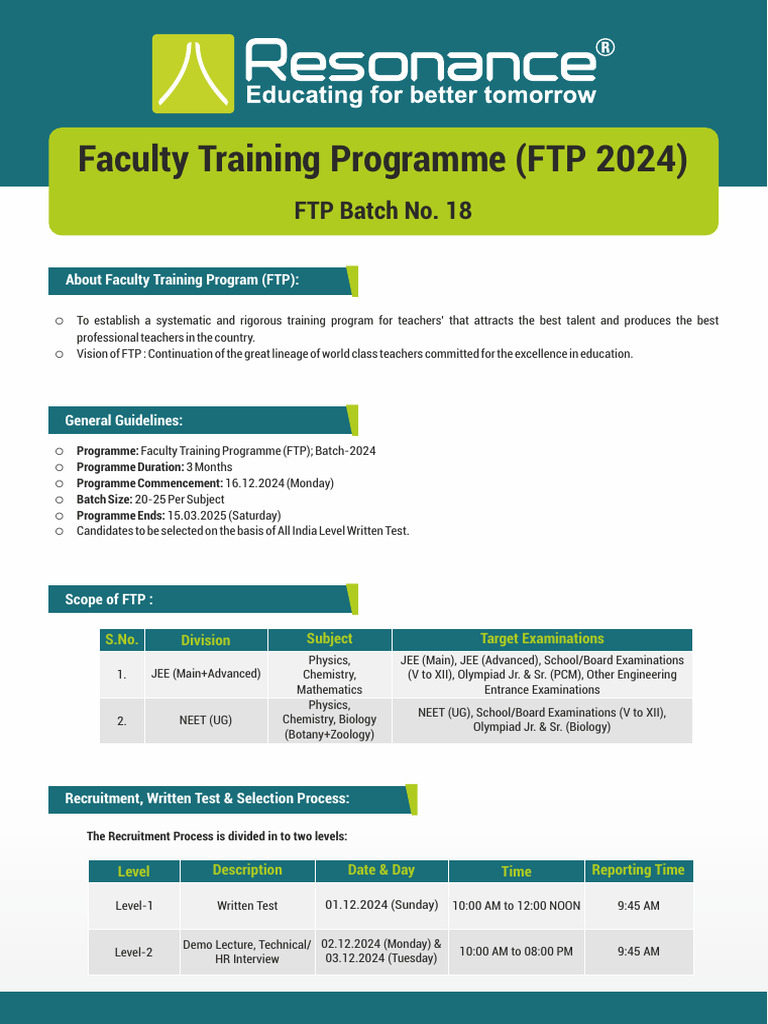 FTP 2024 Job Description 1 PDF | PDF