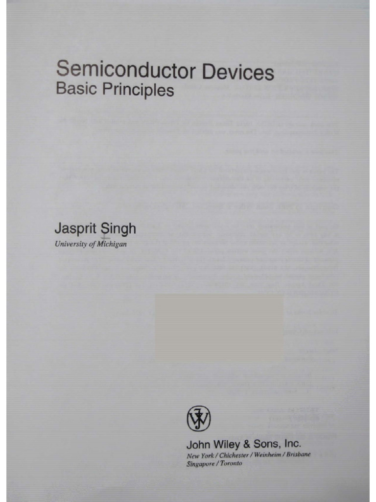 Semiconductor Devices Basic Principles Jasprit Singh | PDF