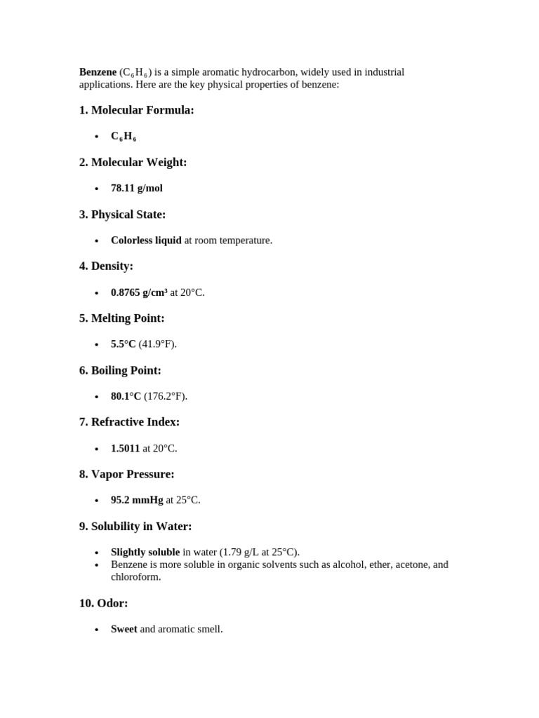 Density of Benzene at 20°C | PDF