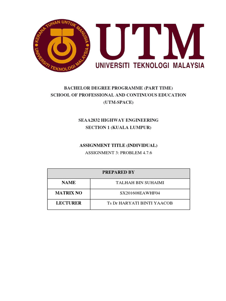 Assignment 3 - Highway Engineering | PDF | Science & Mathematics | Technology & Engineering