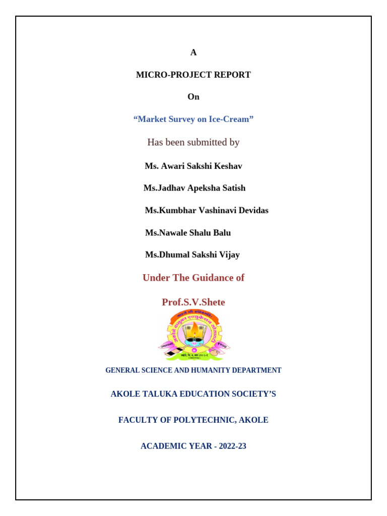 EDE MicroProject | PDF | Ice Cream | Foods