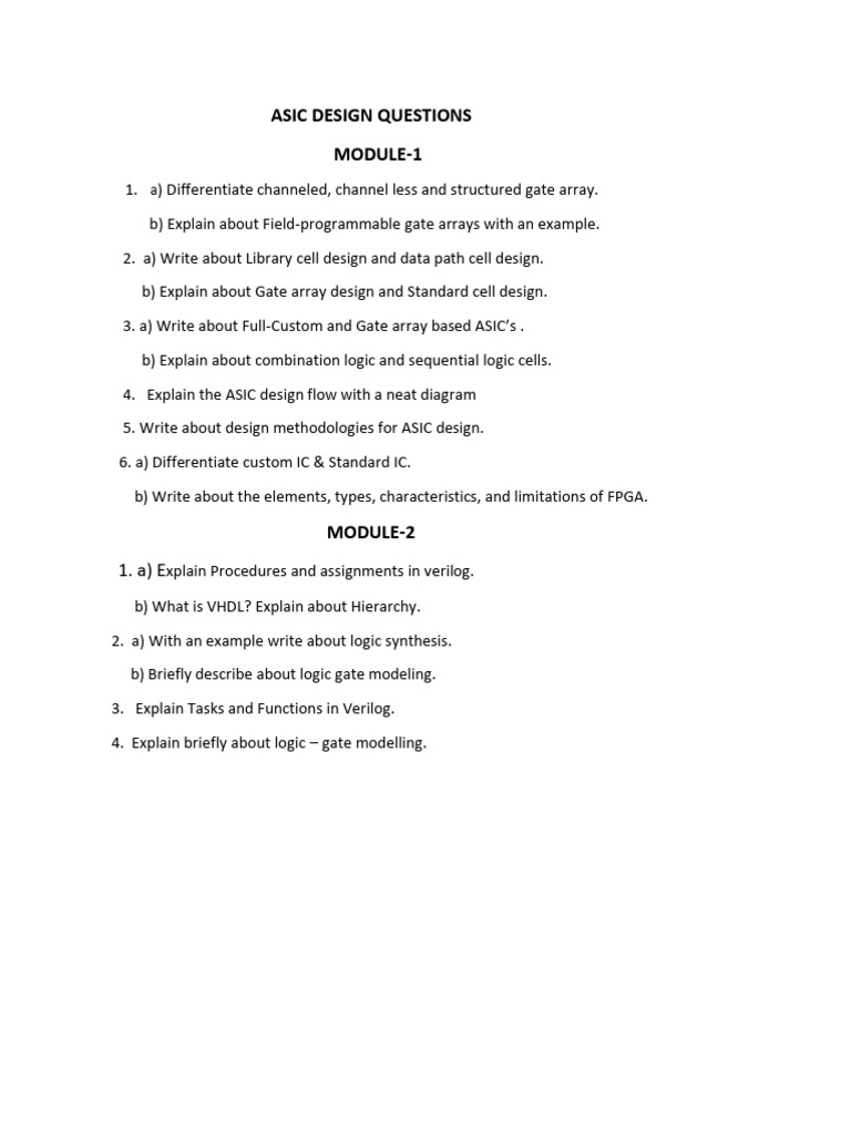 ASIC Design Questions 1,2 | PDF