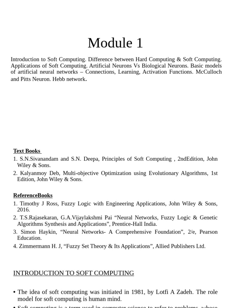 Soft Computing PPT Module1 | PDF | Artificial Neural Network | Neuron