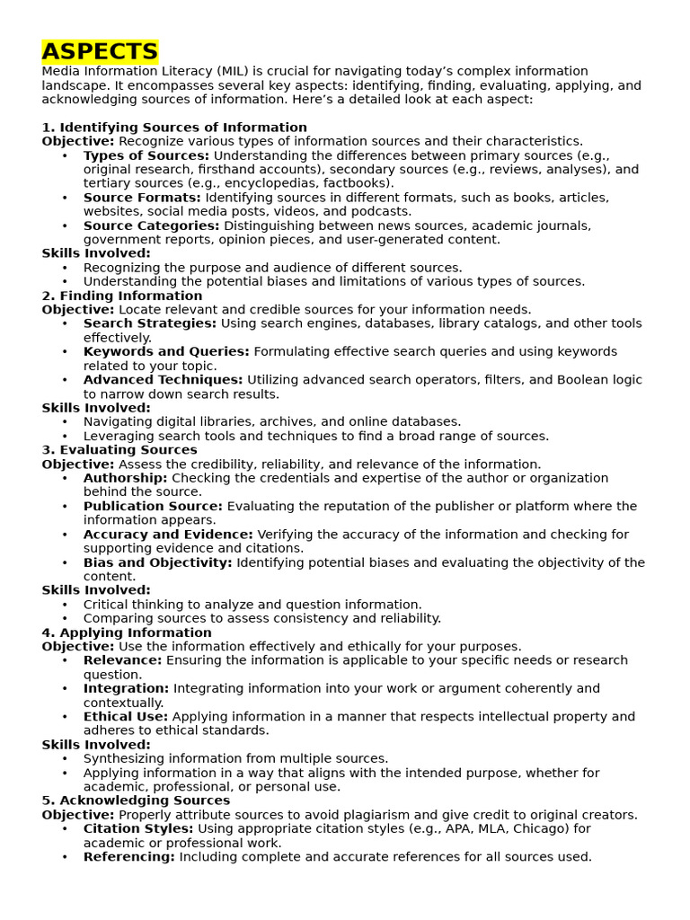 Media Literacy - Aspects, Dimension, Advantage | PDF | Information ...