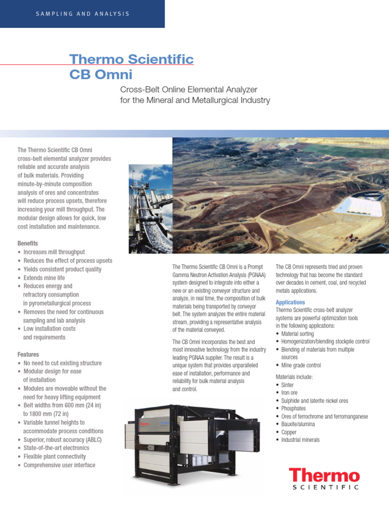 Omni Cross Belt Online Elemental Analyzer | PDF | Ore | Detection Limit