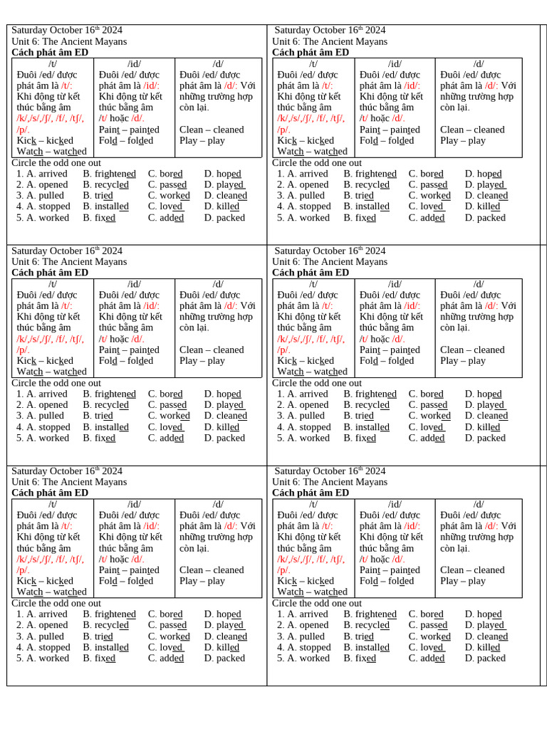 Saturday October 16th 2024 Grade 5 Unit 6 Lesson 4 Phonics | PDF