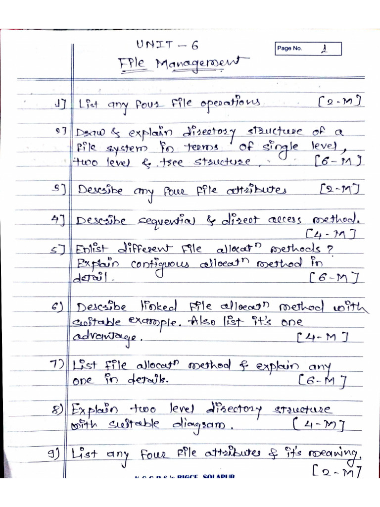 OSY (UNIT-6) Important Questions | PDF
