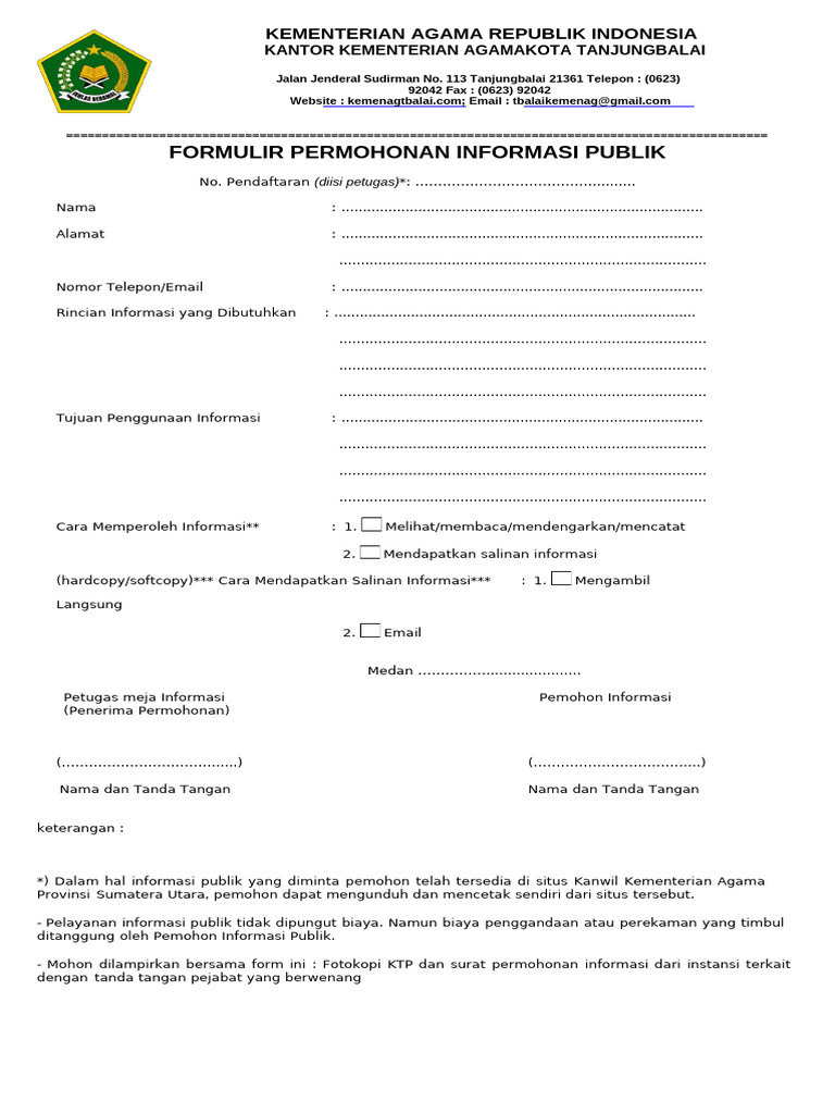 Formulir Permohonan Informasi | PDF | Karier & Perkembangan | Komputer