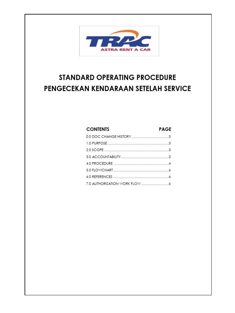 Prosedur Pengecekan Kendaraan Setelah Service | PDF | Teknologi & Rekayasa