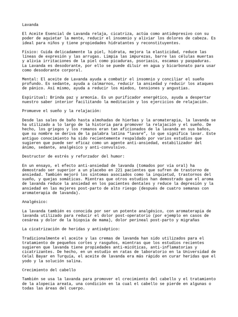 Lavanda | PDF | Aromaterapia | Ansiedad