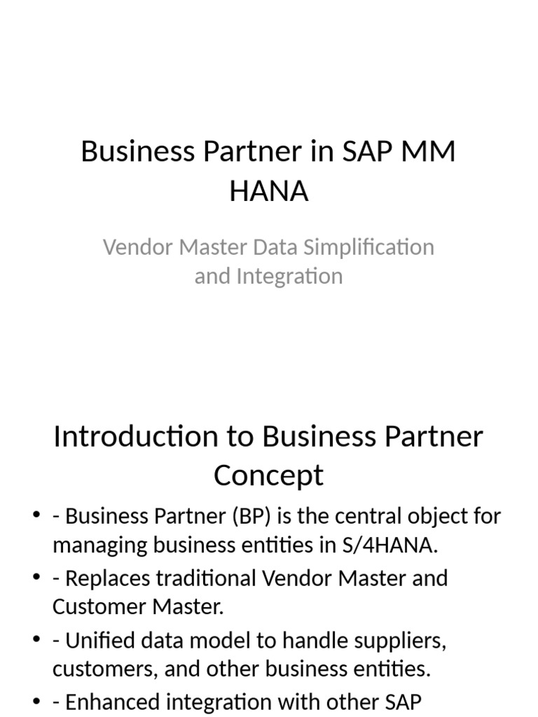 Business Partner Model in SAP MM | PDF | Procurement | Business