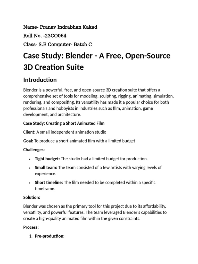 Blender Case Study | PDF | Blender (Software) | Rendering (Computer ... Blender Case Study | PDF | Blender (Software) | Rendering (Computer ...