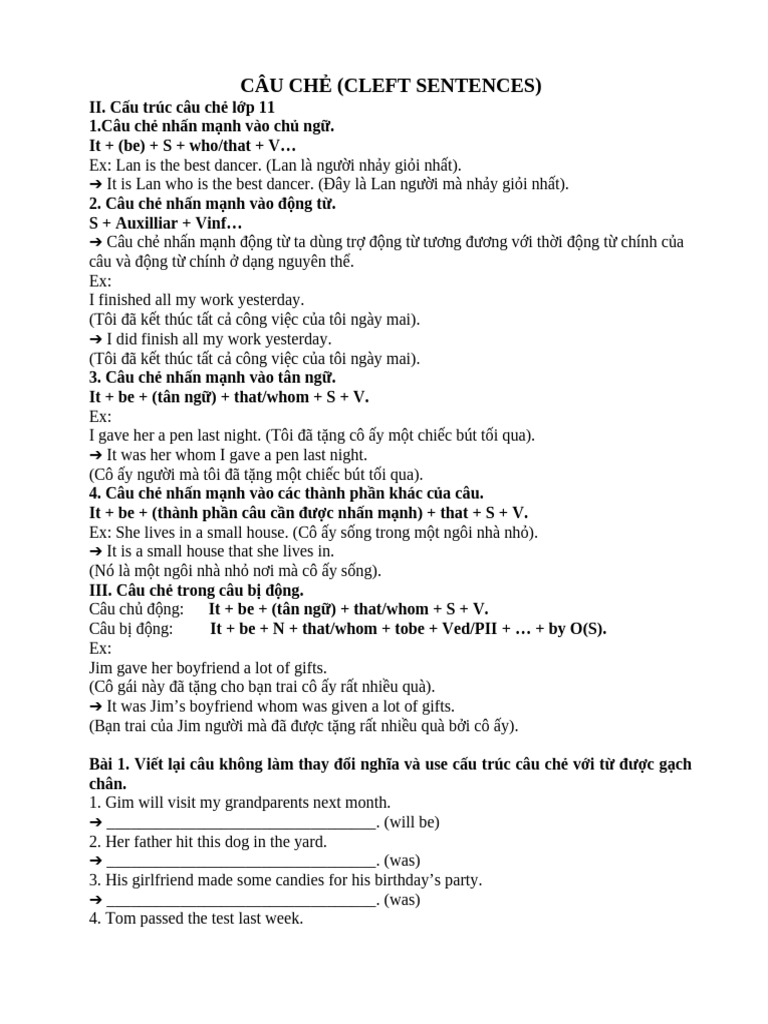 Cleft Sentences | PDF | Language Arts & Discipline